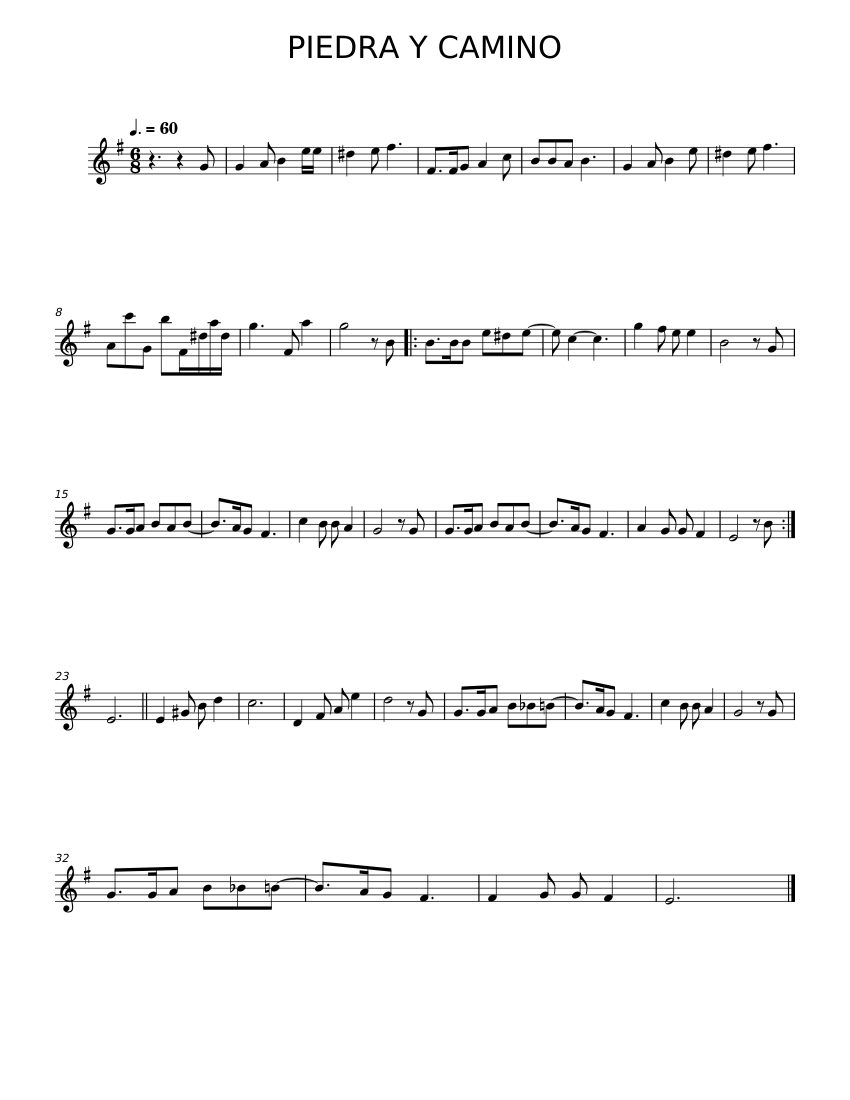 Piedra y camino - Atahualpa Yupanqui Sheet music for Piano (Solo) Easy ...