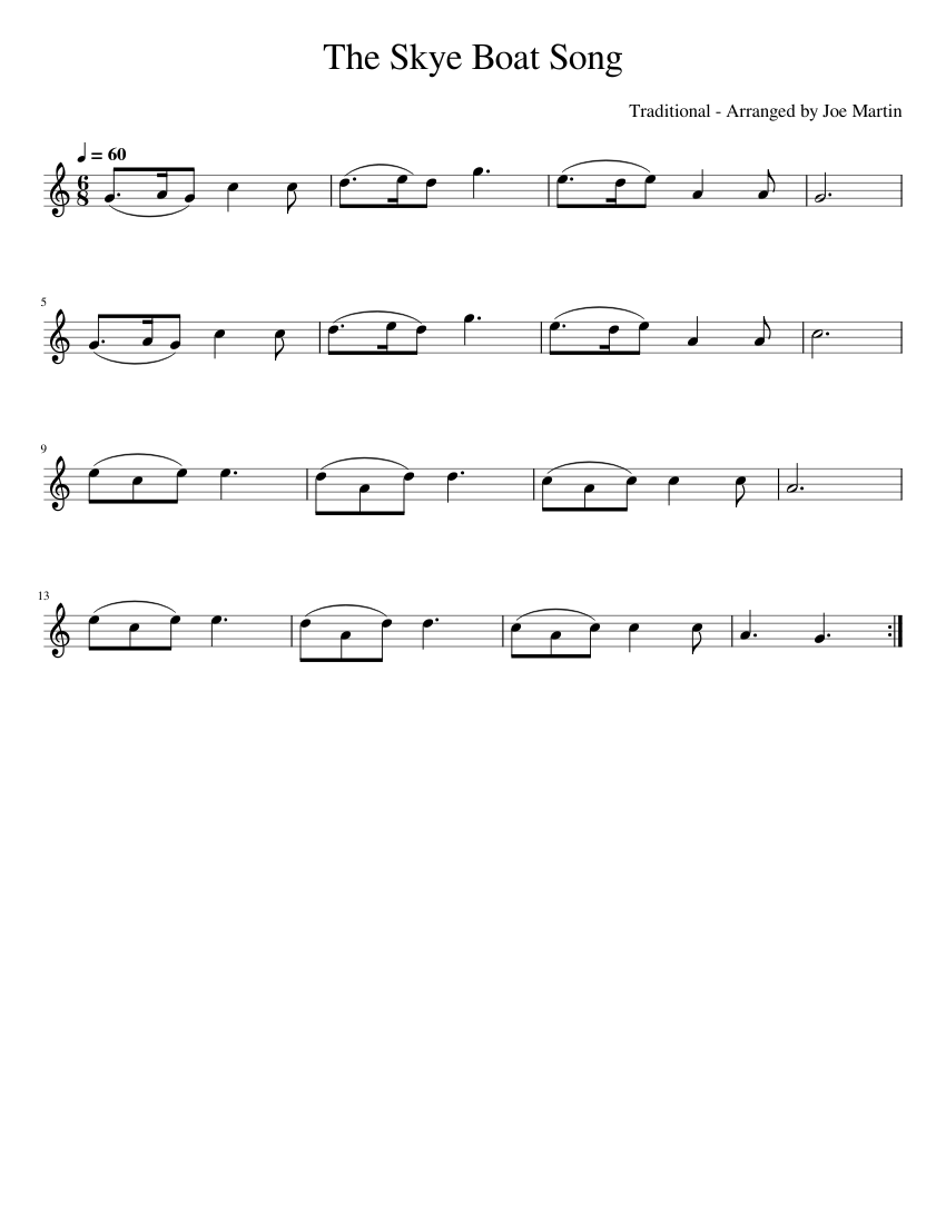 The skye boat song – Misc Traditional The Skye Boat Song Sheet music ...