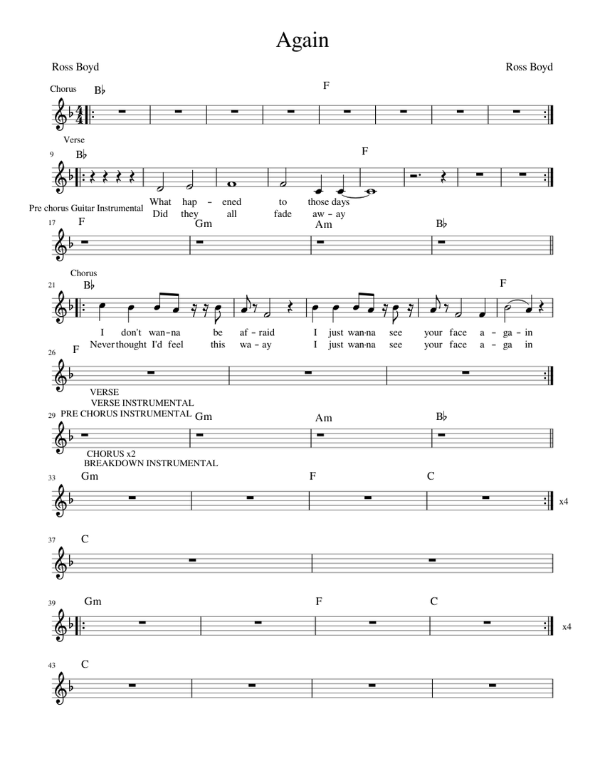 Again Sheet music for Piano (Solo) | Musescore.com