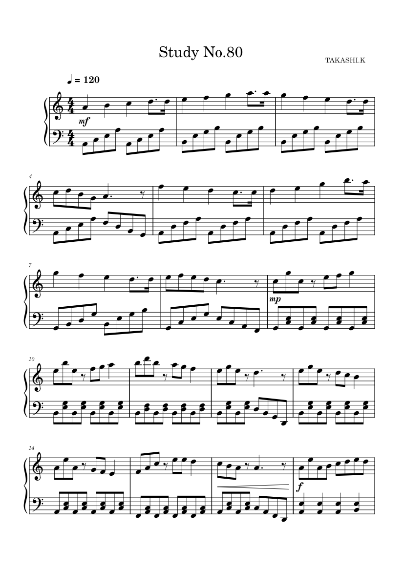 Study No.80 Sheet music for Piano (Solo) Easy | Musescore.com