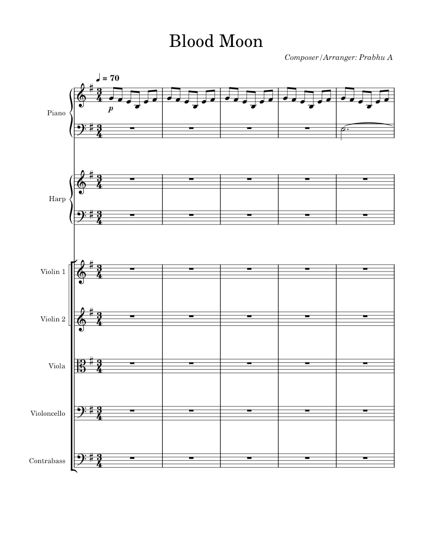 Blood Moon Sheet Music for Piano, Violin, Viola, Cello & more ...