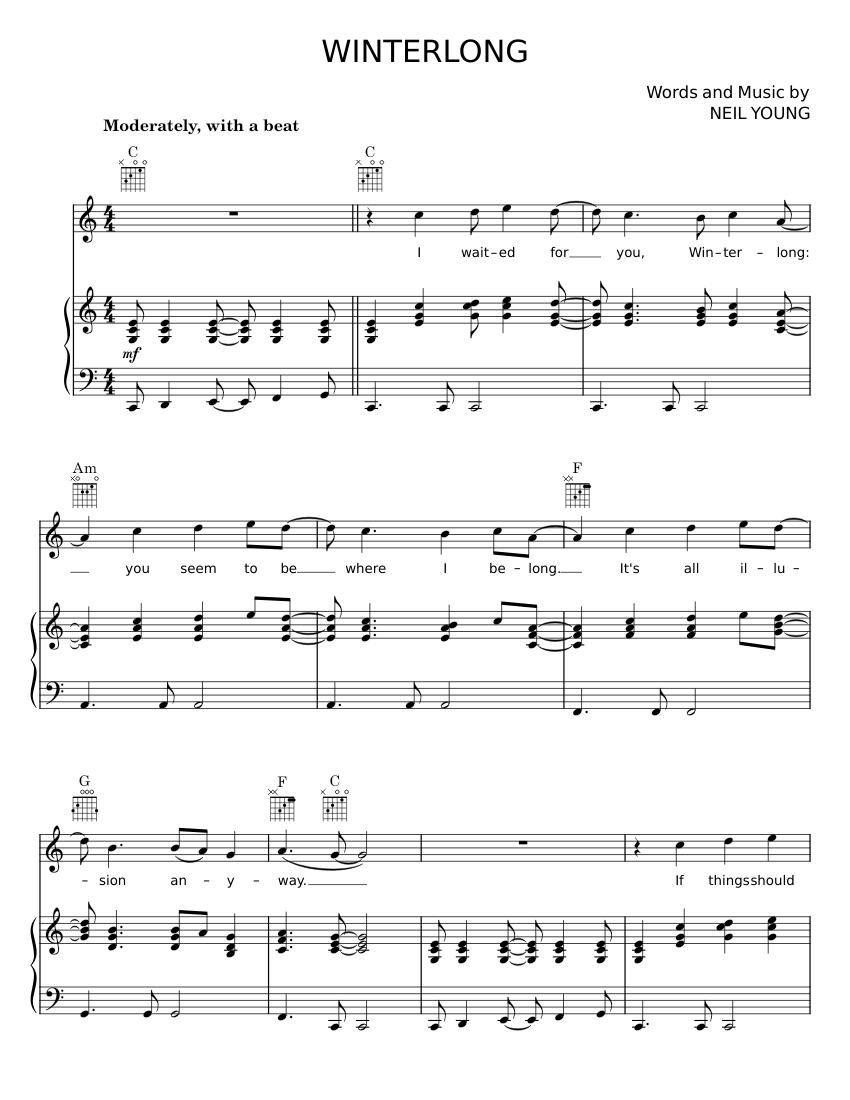 Winterlong - Neil Young Sheet music for Piano, Synthesizer (Mixed Duet ...