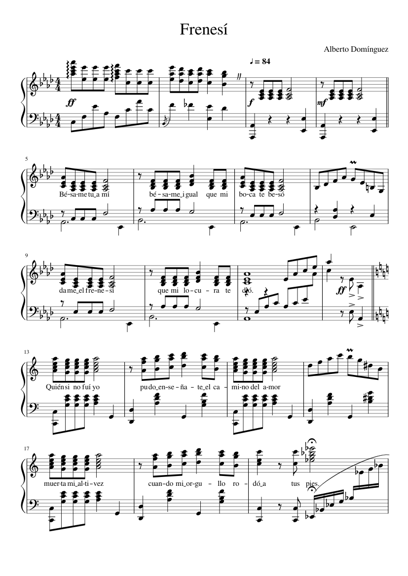 Frenesí – Alberto Domínguez Borras Sheet music for Piano (Solo ...