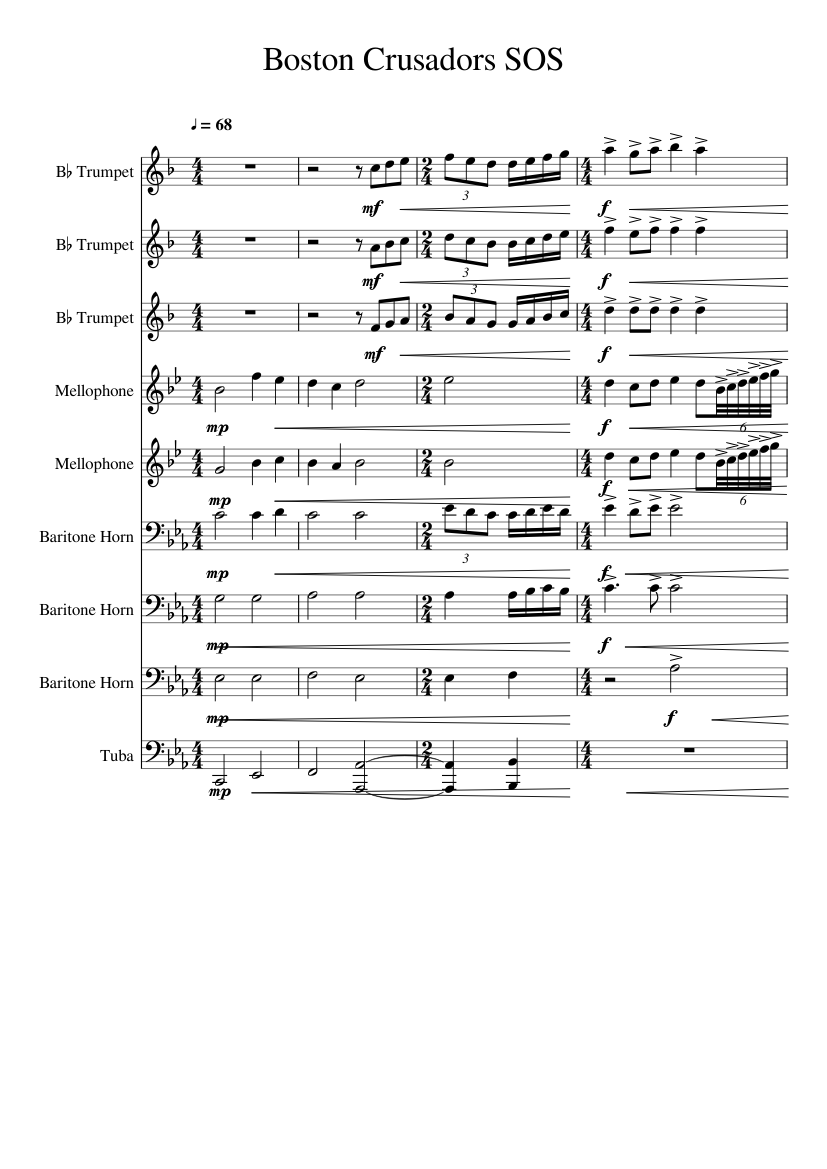 Boston Crusaders 2018 "SOS" Full Show WIP Sheet music for Tuba ...
