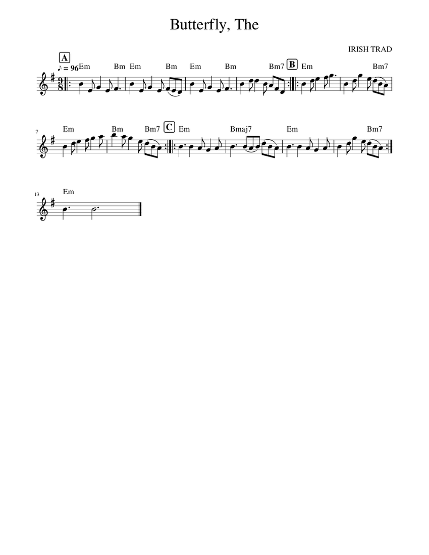 Traditional music - The Butterfly Sheet music for Piano (Solo ...