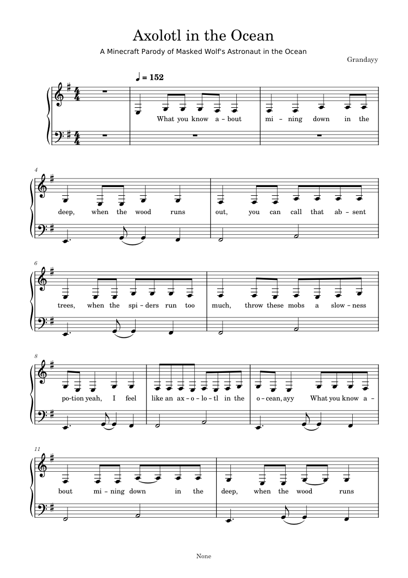 Axolotl in the Ocean Sheet music for Piano (Solo) Easy | Musescore.com