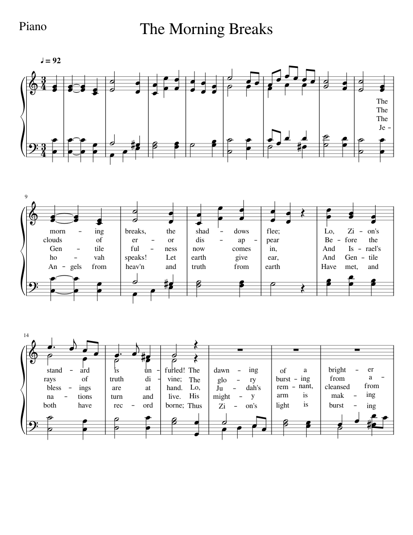 The Morning Breaks Sheet music for Piano (Solo) Easy | Musescore.com