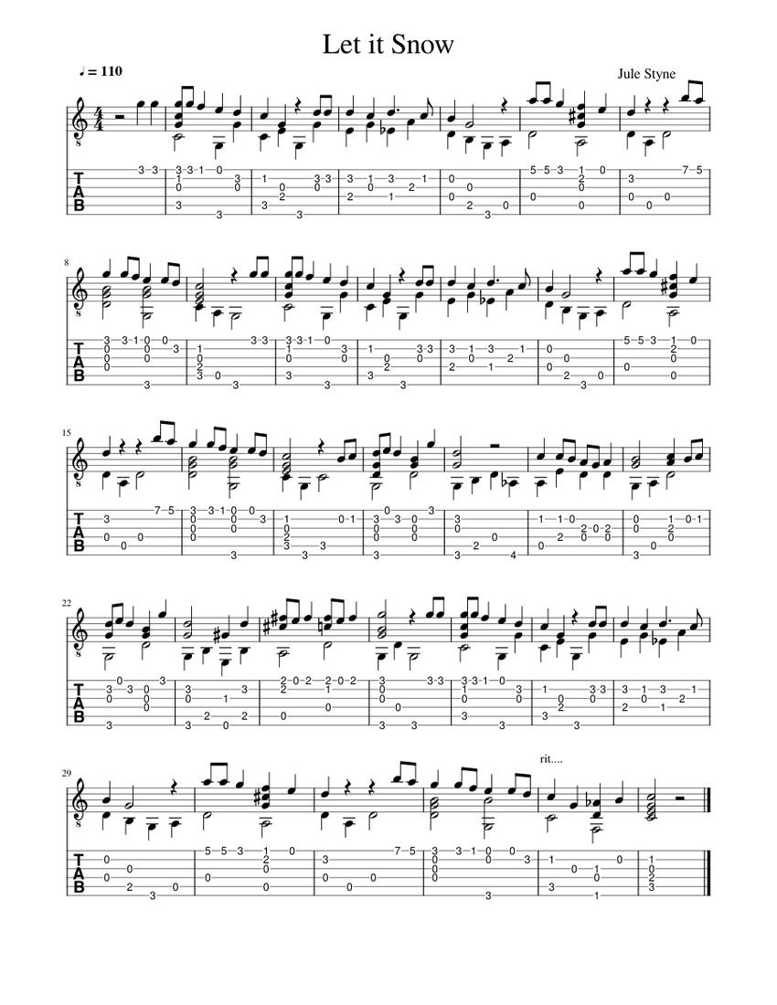 Let it Snow Sheet music for Guitar (Solo) | Musescore.com