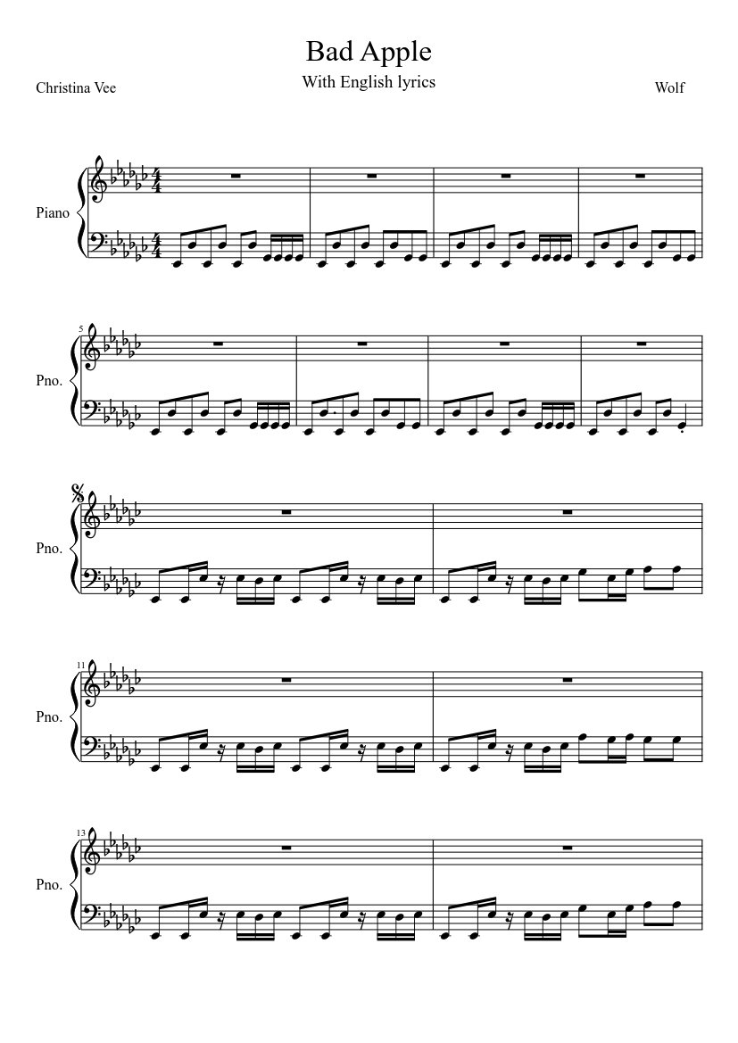 Bad Apple Sheet music for Piano (Solo) | Musescore.com