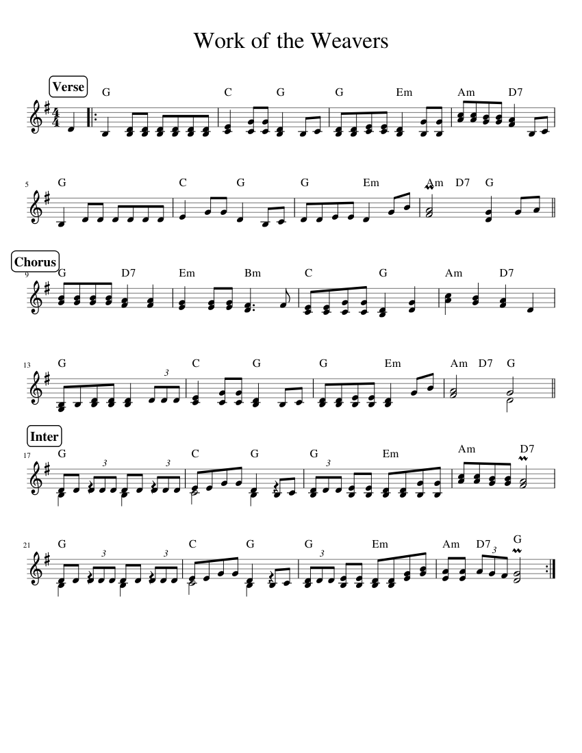 Work of the Weavers Sheet music for Piano (Solo) Easy | Musescore.com
