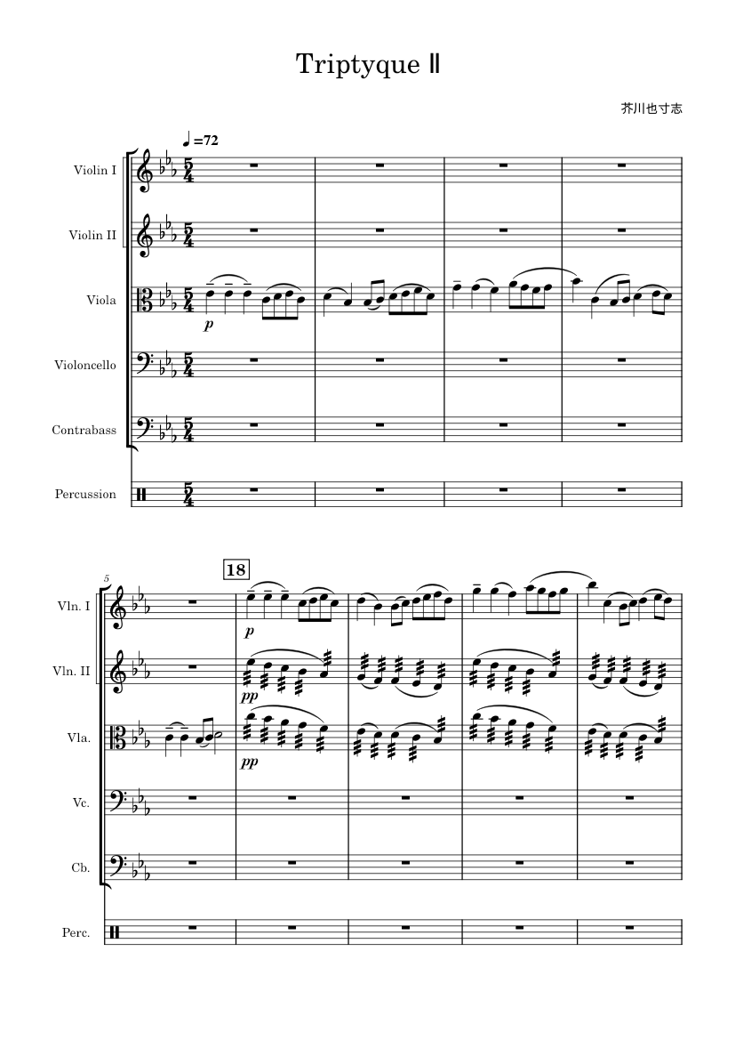 Triptyque Ⅱ Sheet Music for Contrabass, Violin, Viola, Cello & more ...