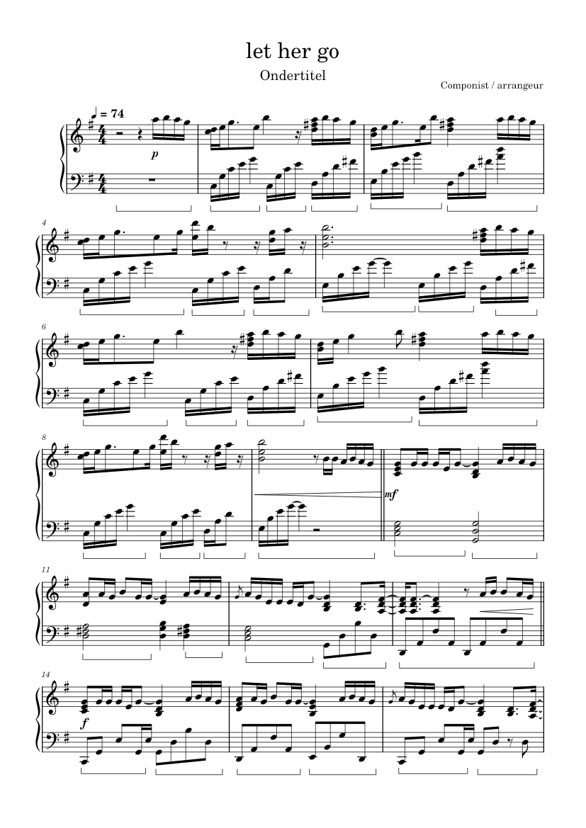 Let her go – Passenger Sheet music for Piano (Solo) | Musescore.com