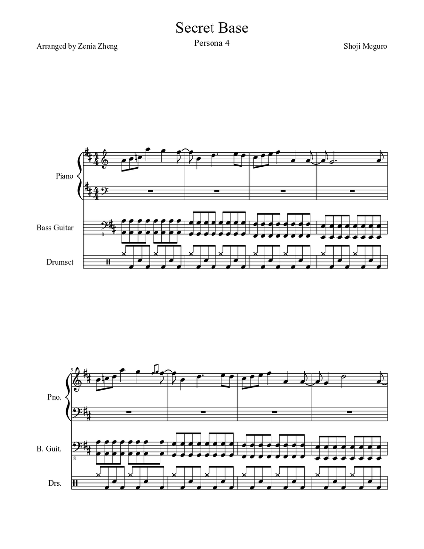 Secret Base - Persona 4 Sheet music for Piano (Solo) | Musescore.com