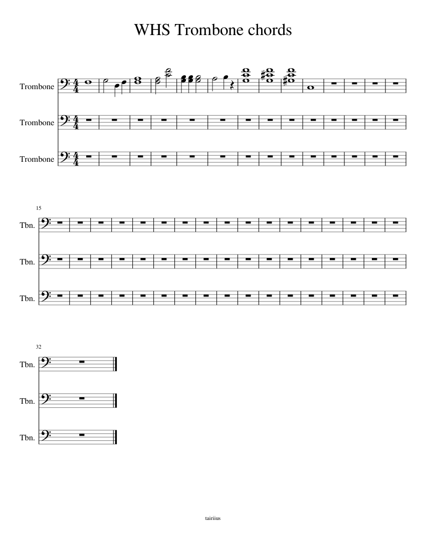 WHS Trombone chords Sheet music for Trombone (Mixed Trio) | Musescore.com