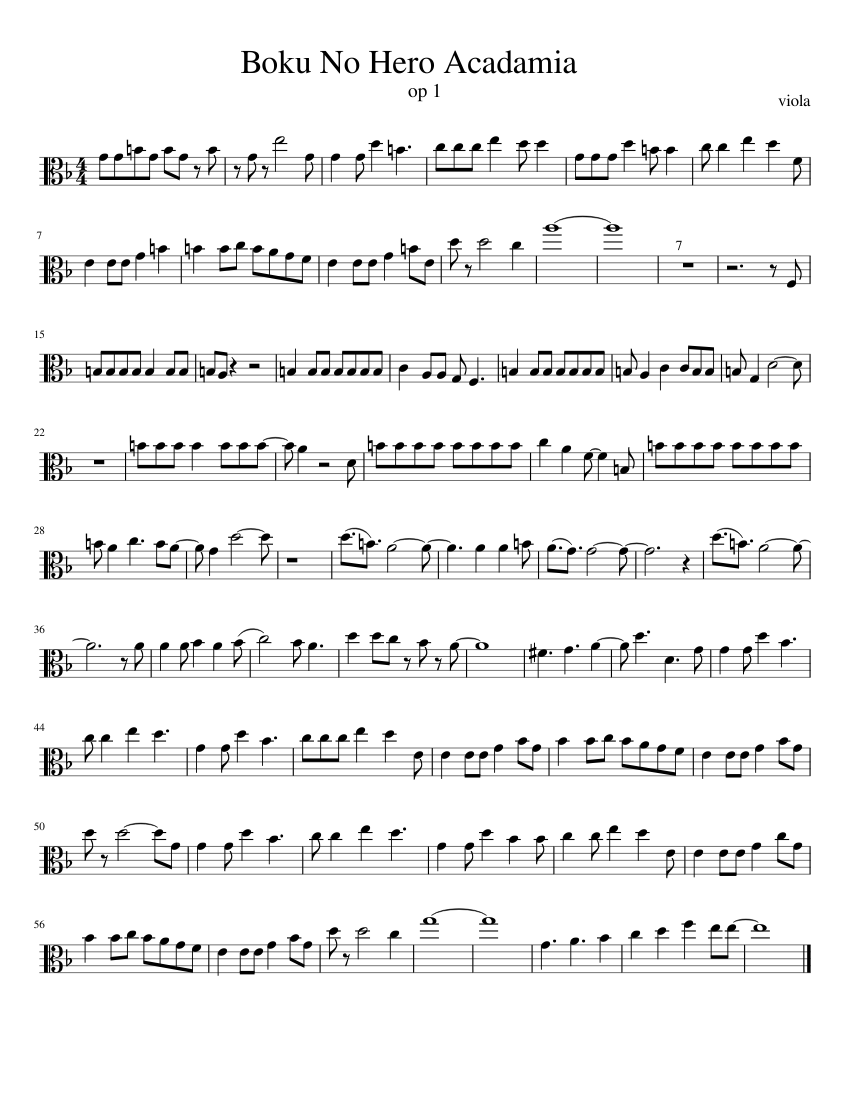 Boku no hero academia Sheet music for Viola (Solo) | Musescore.com