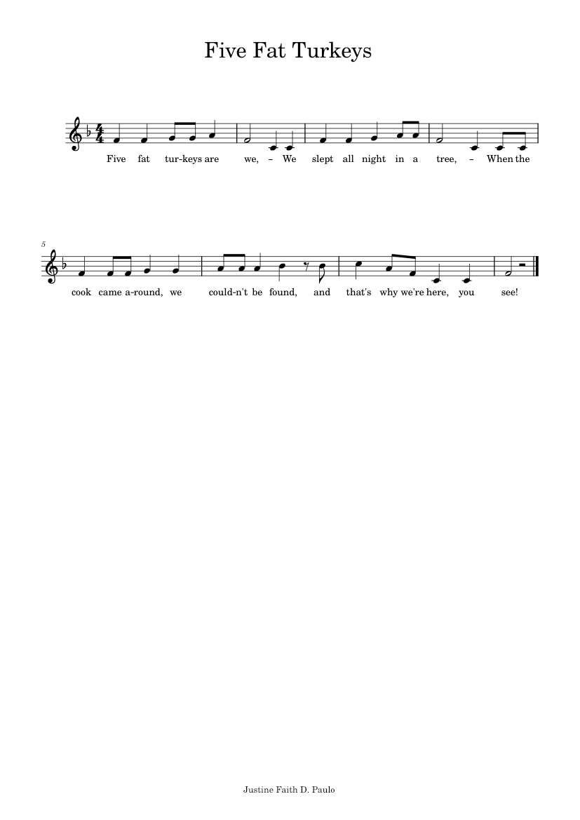 Five Fat Turkeys – Anonymous Sheet music for Piano (Solo) Easy ...