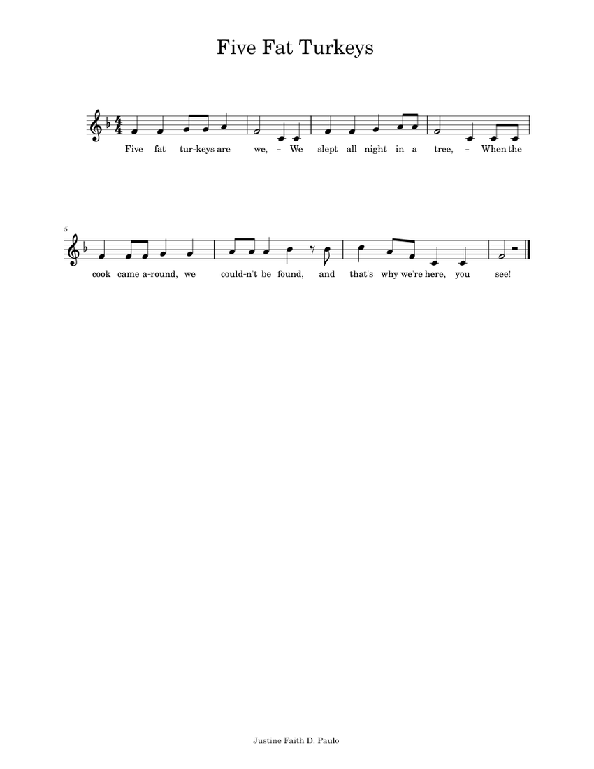 Five Fat Turkeys – Anonymous Sheet music for Piano (Solo) | Musescore.com