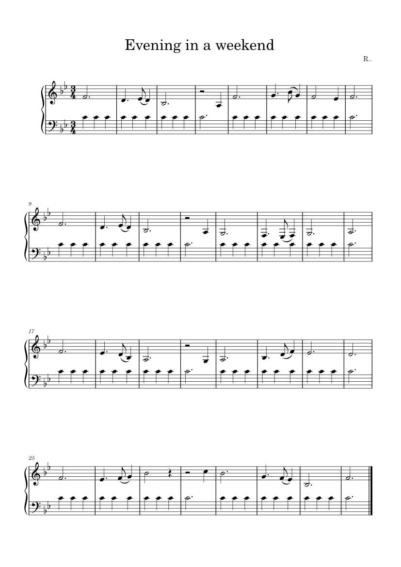 Evening on a Weekend Sheet music for Piano (Solo) Easy | Musescore.com