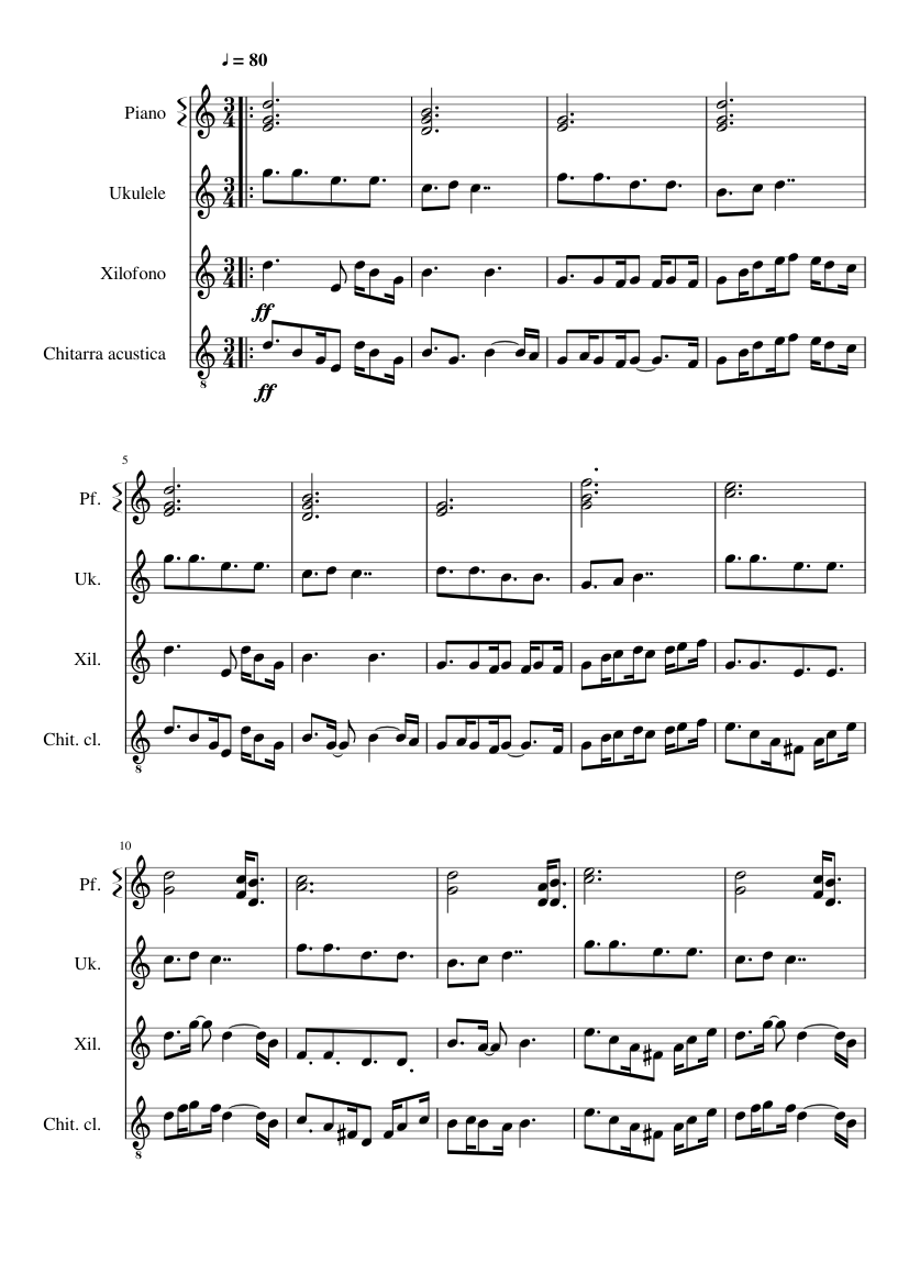Chocobo Siesta Sheet music for Piano, Guitar, Xylophone, Ukulele (Mixed ...