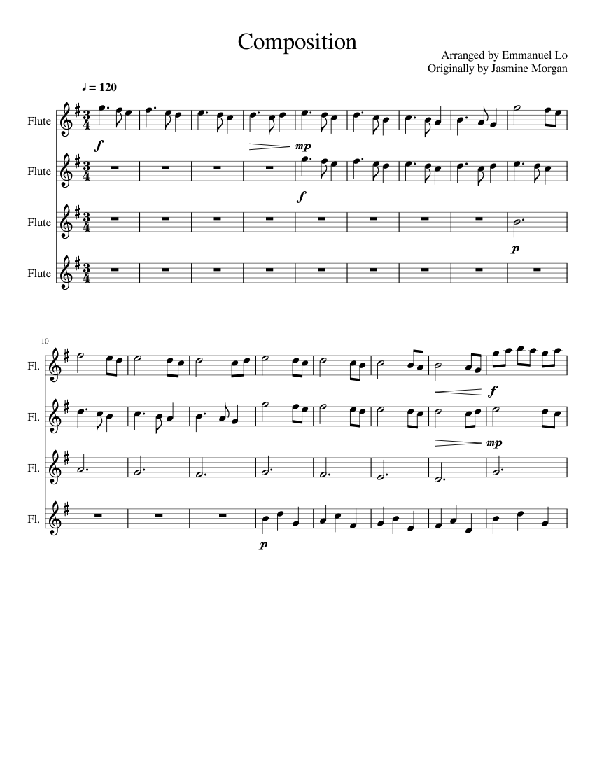 Flute Quartet Sheet music for Flute (Mixed Quartet) | Musescore.com