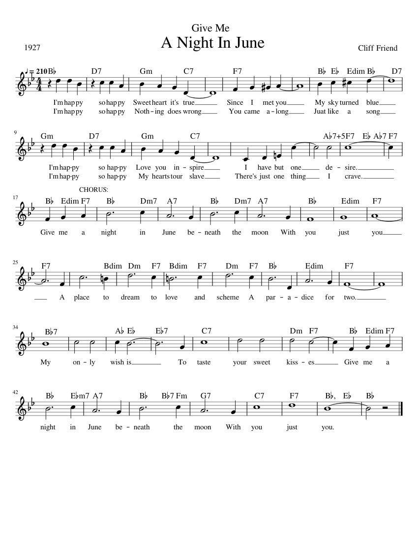 A Night In June Sheet music for Piano (Solo) Easy | Musescore.com