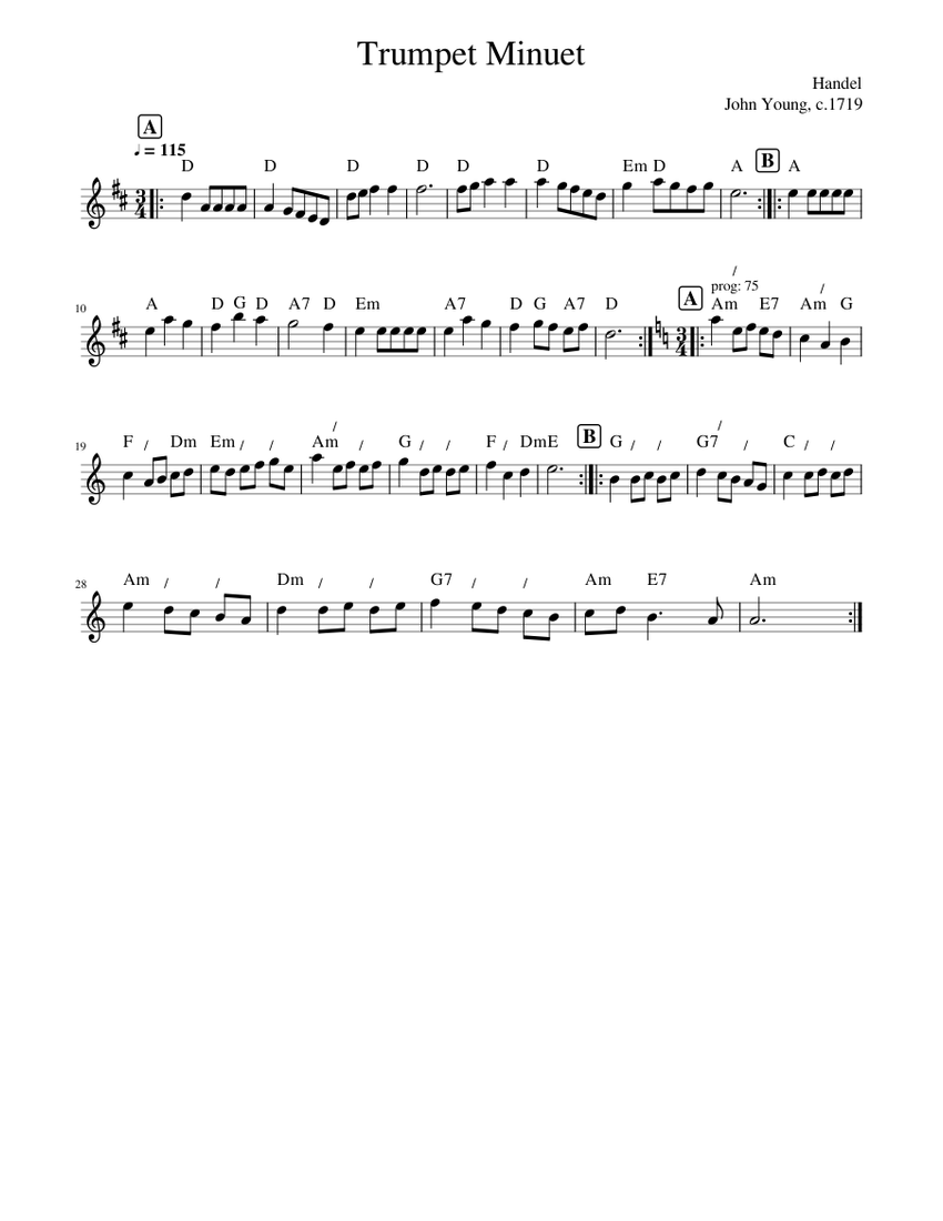 Handel - Trumpet Minuet Sheet music for Trombone other (Solo ...