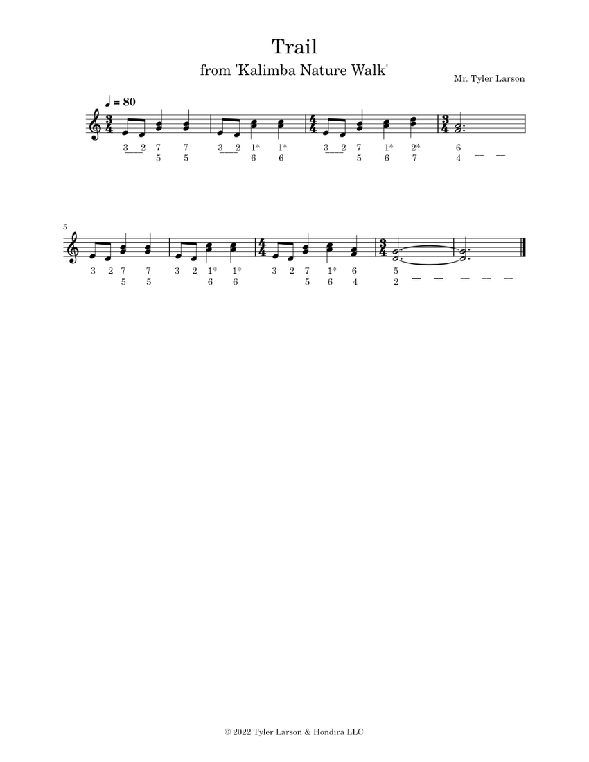 Trail by Mr. Tyler Larson Sheet music for Kalimba (Solo) | Musescore.com