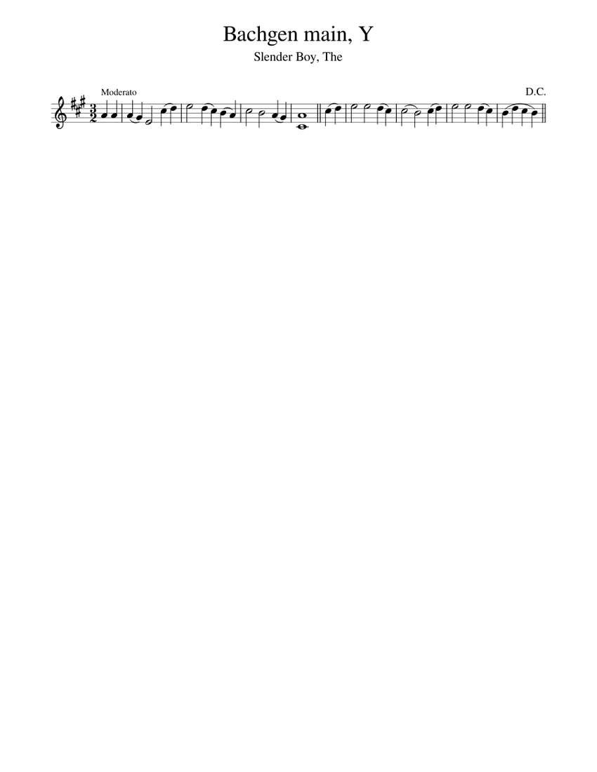 Bachgen main, Y Sheet music for Piano (Solo) | Musescore.com