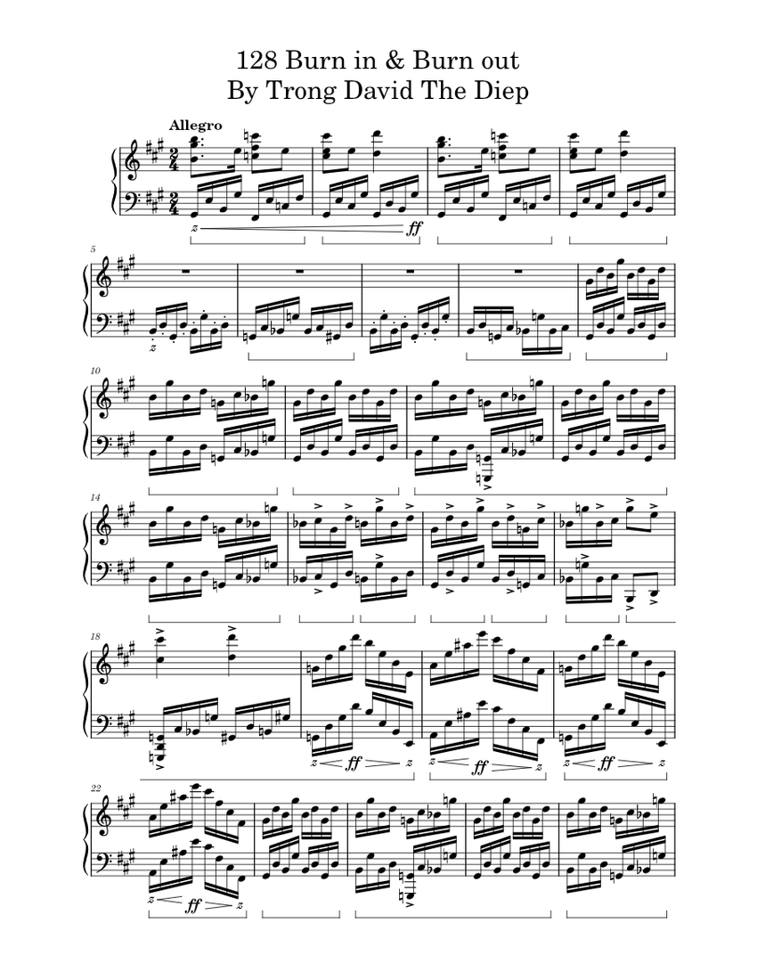 ( 128 ) Burn in & Burn out by Trong David The Diep Sheet music for ...