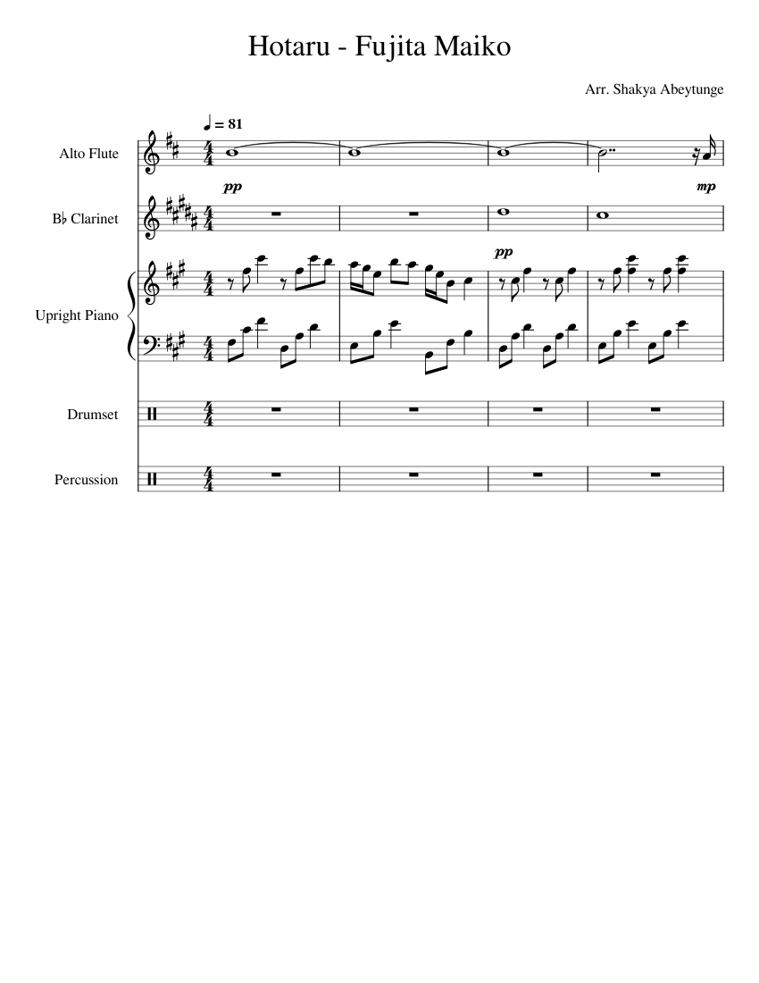 Hotaru (Hotarubi no mori e) OST - Fujita Maiko Sheet music for Piano ...