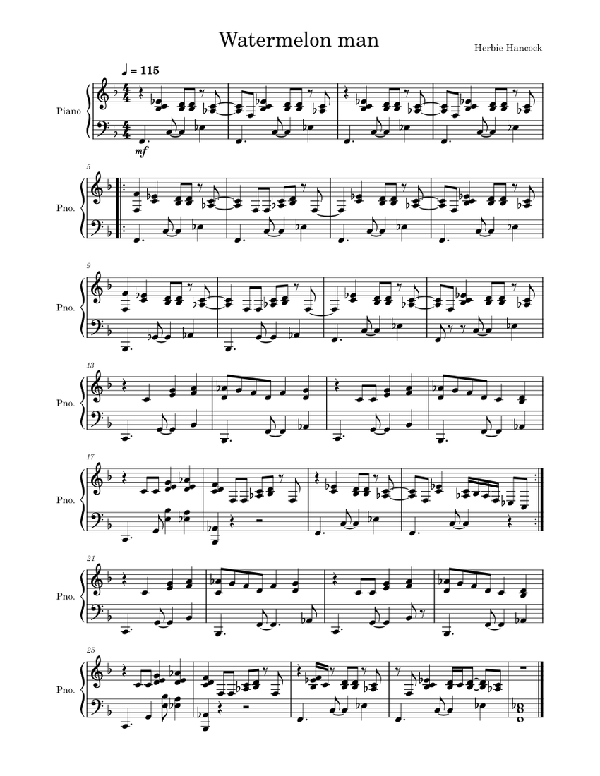 Watermelon man – Herbie Hancock Sheet music for Piano (Solo ...