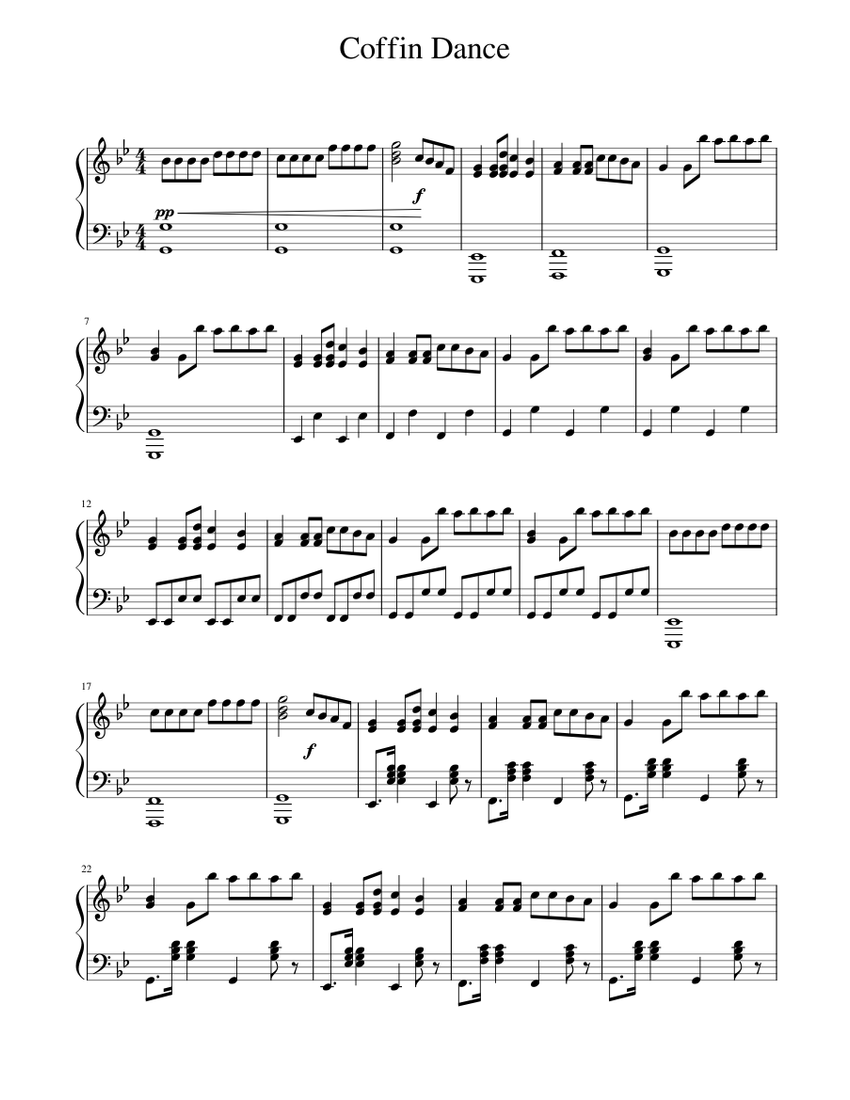 Coffin Dance Sheet music for Piano (Solo) | Musescore.com