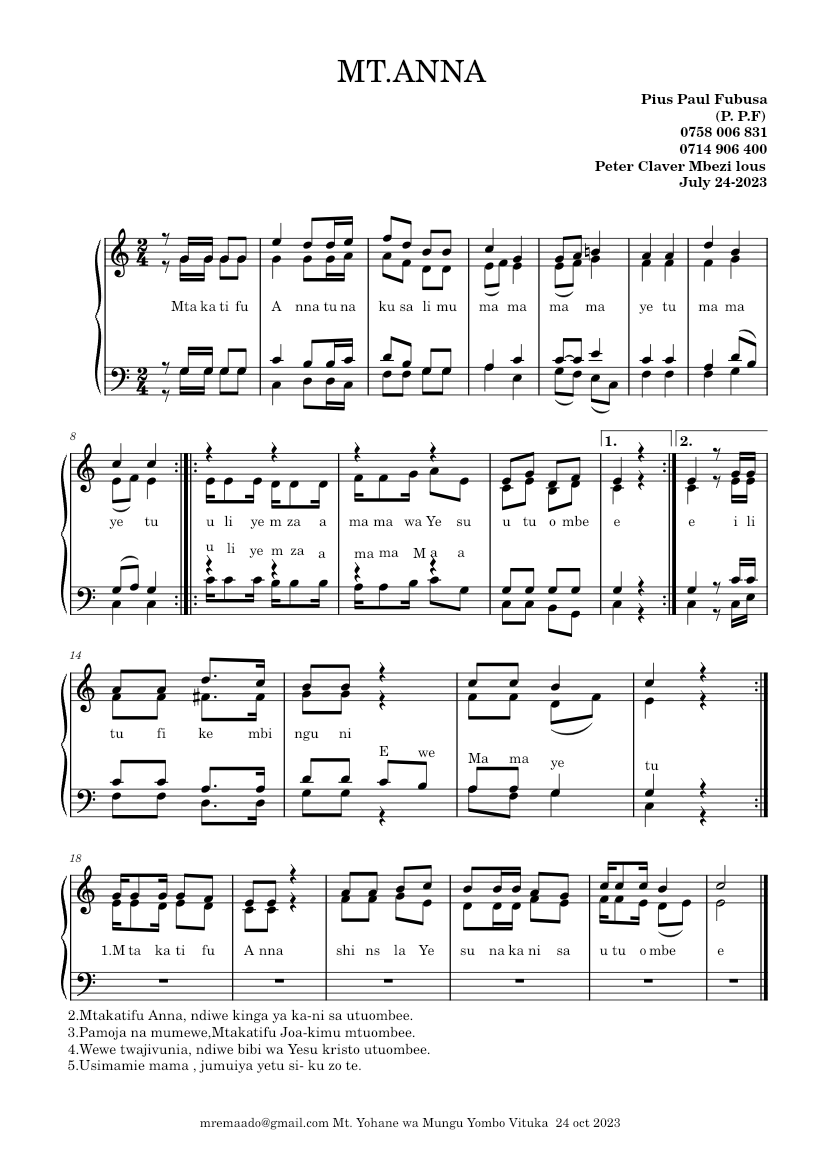 MT.ANNA Sheet music for Piano (Solo) Easy | Musescore.com