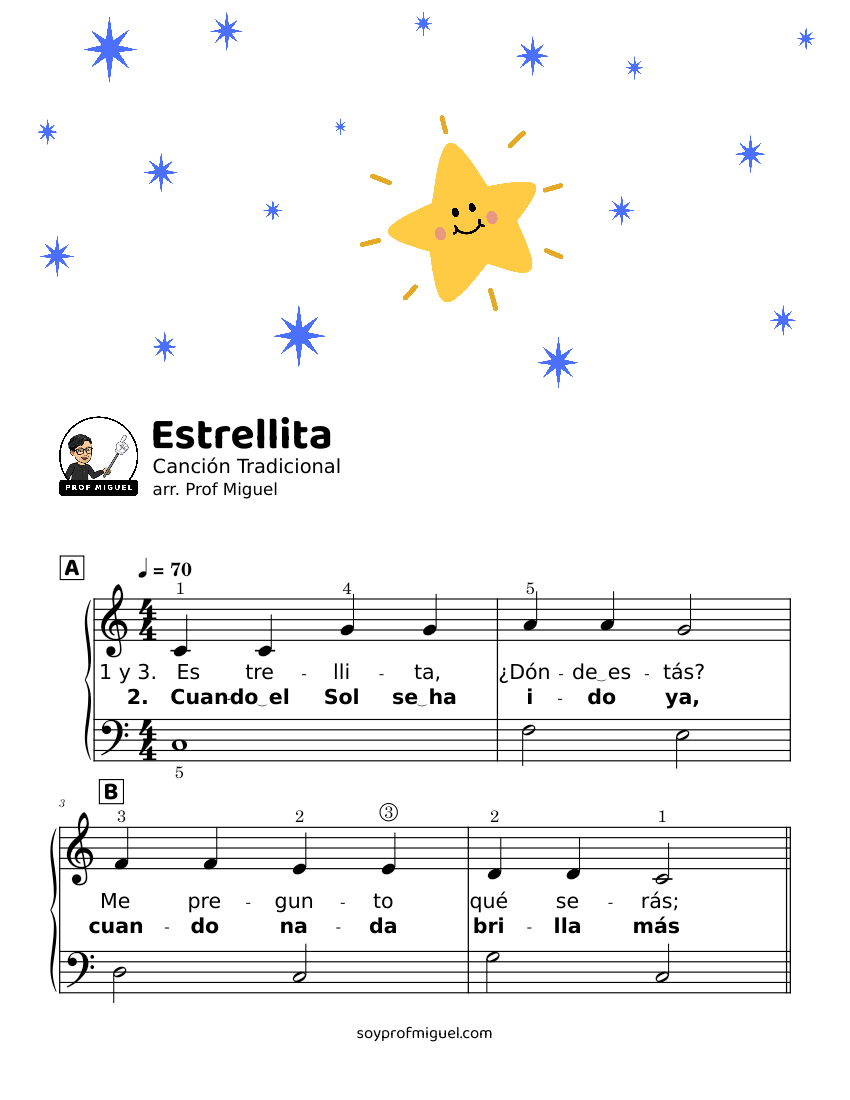 Estrellita – Misc Traditional Sheet Music for Piano (Solo) Easy ...