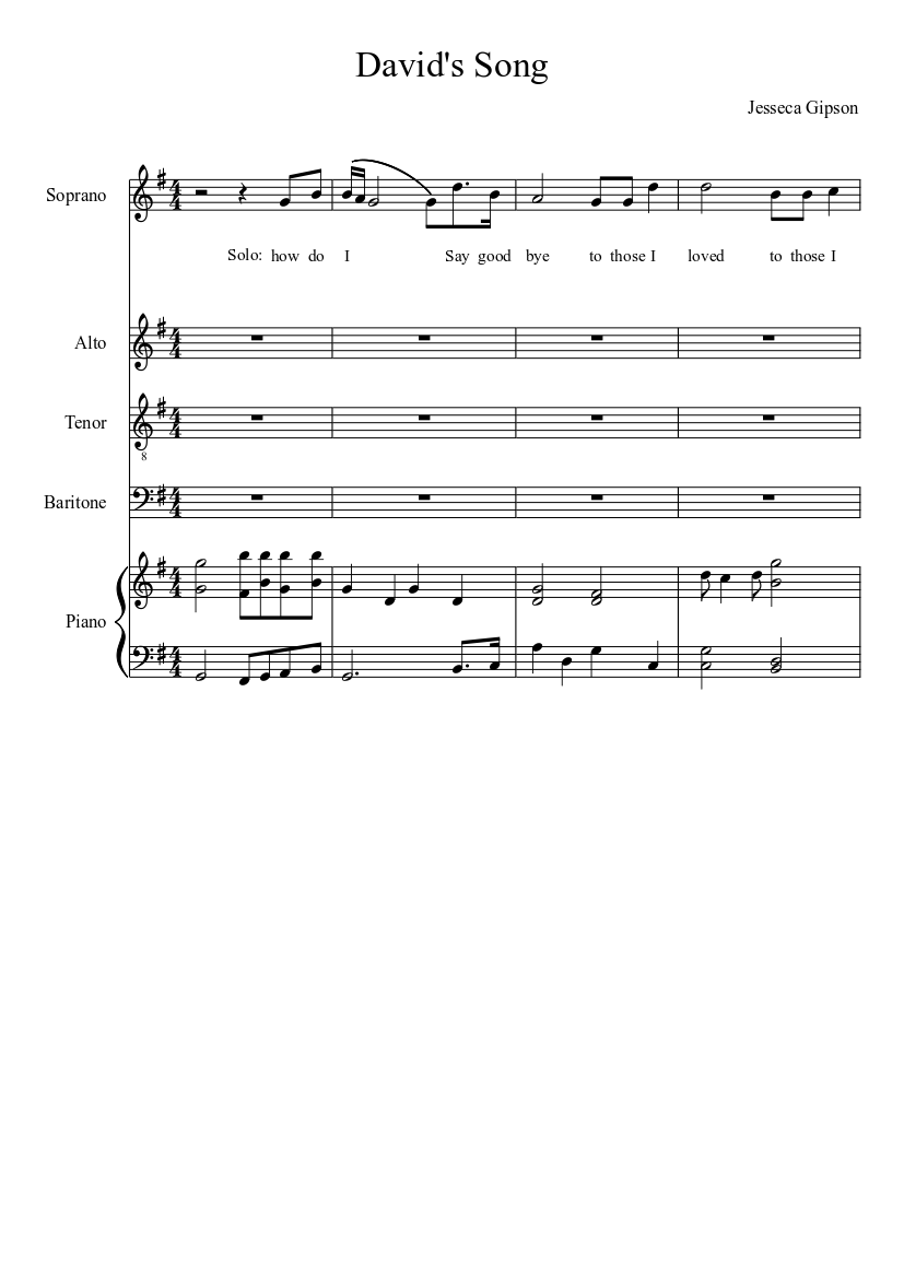 David's Song Sheet Music for Piano (Solo) | MuseScore.com