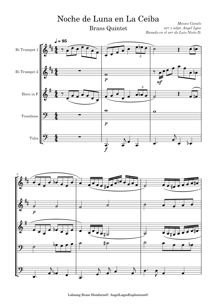 Noche de Luna en La Ceiba – Moisés Canelo Sheet Music for Trombone ...