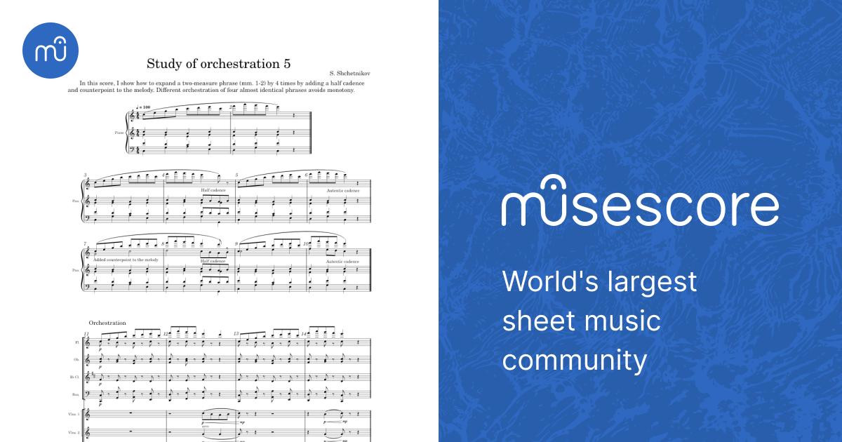 Study of orchestration 5 Sheet music for Piano, Trombone, Tuba, Flute ...