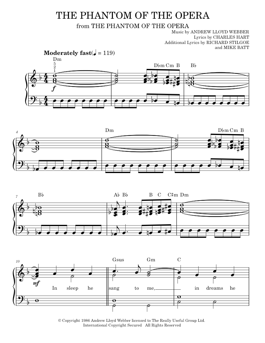 Play Official version of The phantom of the opera Sheet Music by Andrew ...