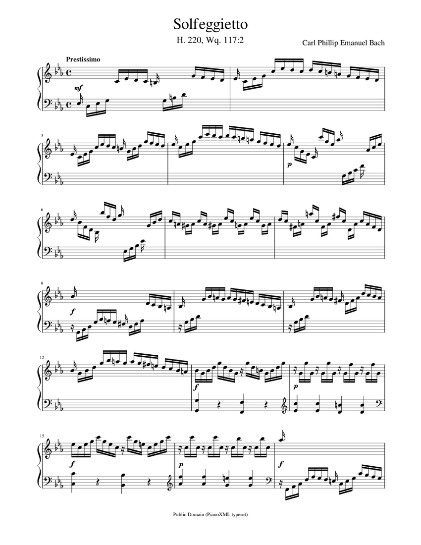 Bach, C.P.E.: Solfeggietto - H.220 Sheet music for Piano (Solo ...