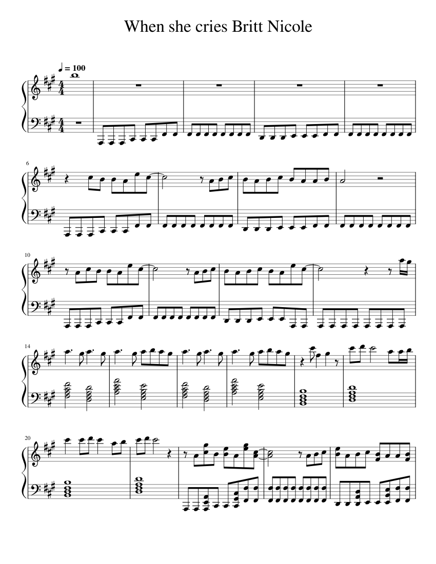 When she cries – Britt Nicole When she cries Britt Nicole Sheet music ...