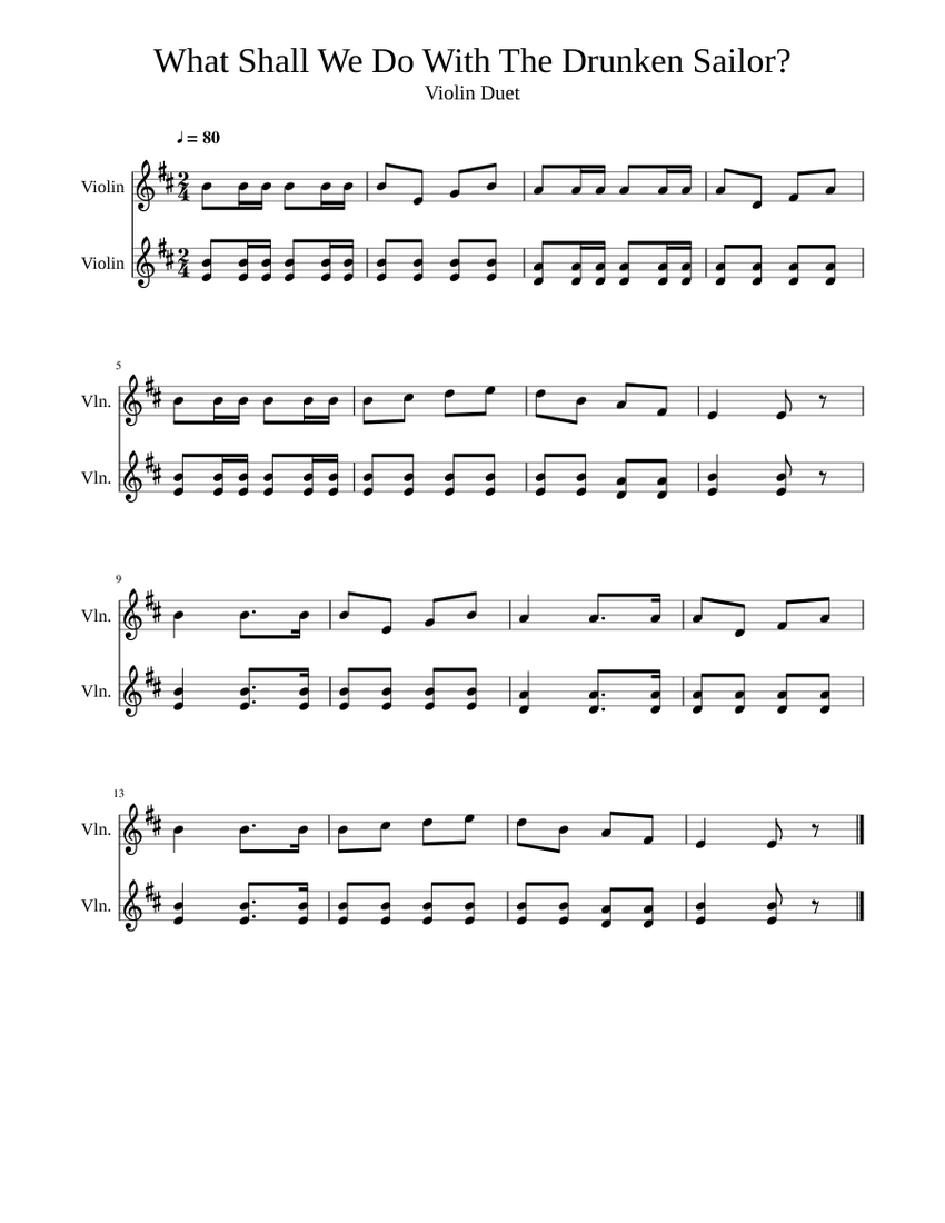 What Shall We Do Sheet music for Violin (String Duet) | Musescore.com