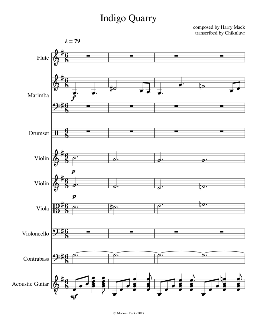 Indigo Quarry Sheet music for Flute, Contrabass, Violin, Viola & more ...