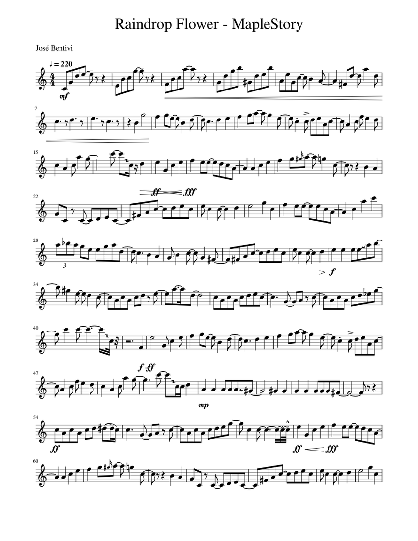 Raindrop Flower - MapleStory Sheet music for Flute (Solo) | Musescore.com