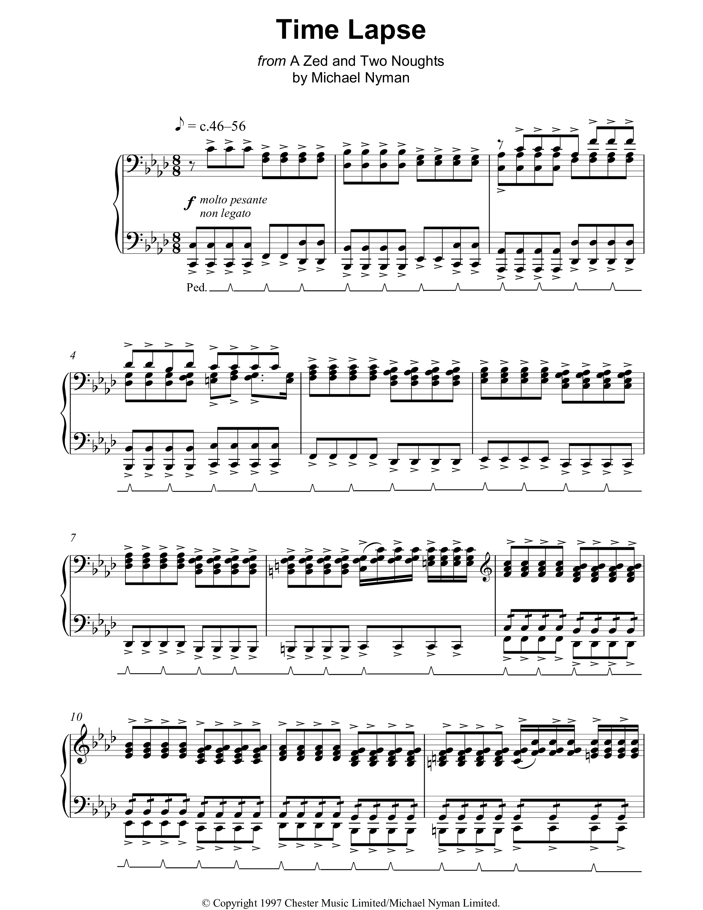 Play Official version of Time lapse Sheet Music by Michael Nyman for ...