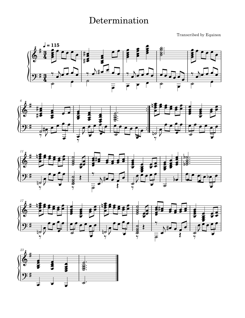 Determination – Undertale Sheet music for Piano (Solo) | Musescore.com