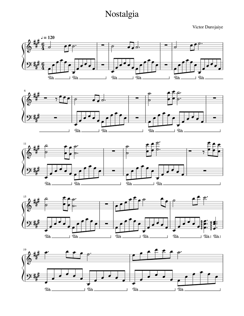 Nostalgia Sheet music for Piano (Solo) | Musescore.com