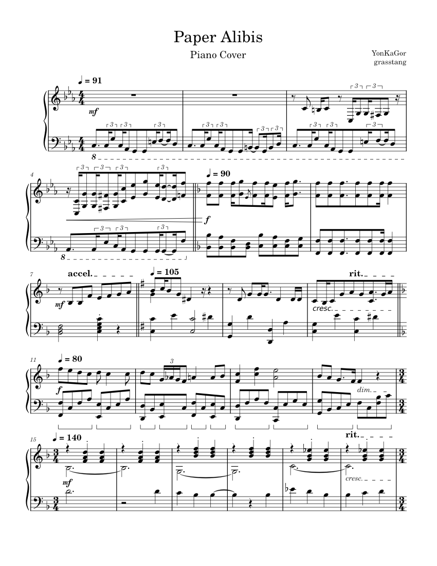 Paper Alibis – YonKaGor | (APRIL FOOLS) - Piano Cover Sheet music for ...