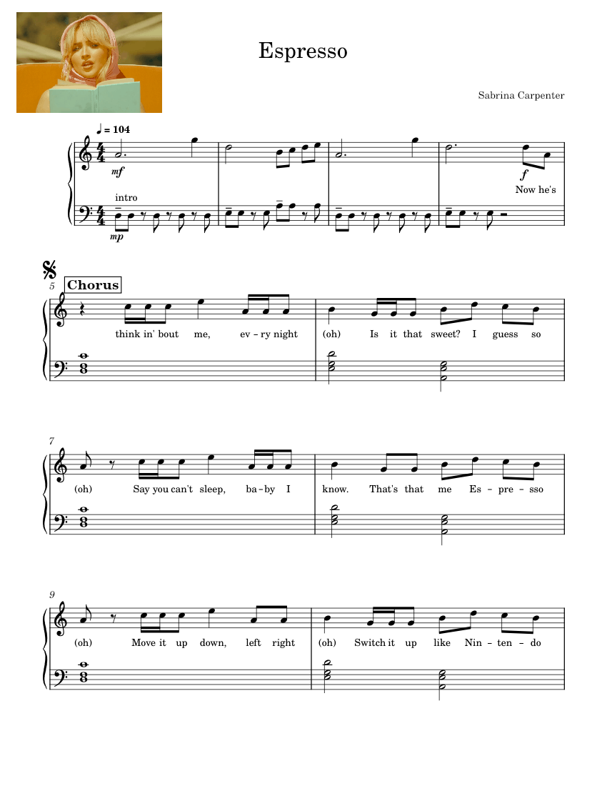 Espresso – Sabrina Carpenter Sheet music for Piano (Solo) Easy ...