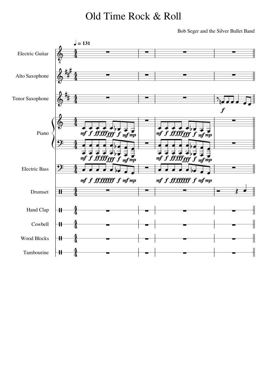 Old_Time_Rock__Roll (1) Sheet music for Piano, Tambourine, Saxophone ...