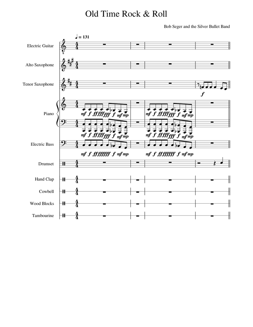 Old_Time_Rock__Roll (1) Sheet music for Piano, Tambourine, Saxophone ...